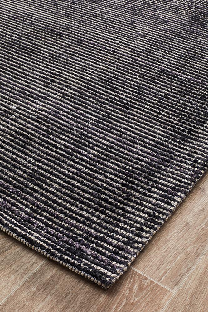 Cloud Black Cotton Rayon Rug | Carpet Capers