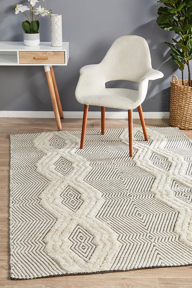 Chime Raised Bone Rug | Carpet Capers | 60% Wool 40% Viscose.