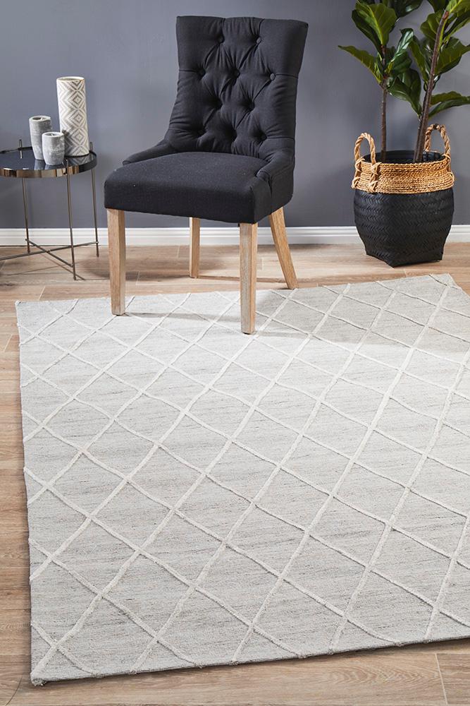 Hand-Loomed Silver Rug | Carpet Capers | Wool + Viscose.